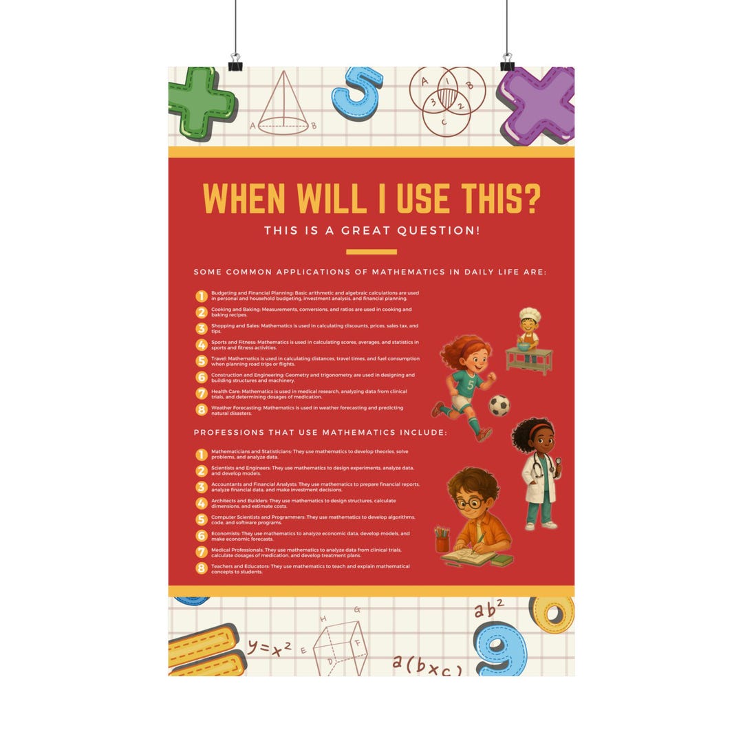 Math Poster | Classroom Poster | When Will I Use This? | Math Quote ...