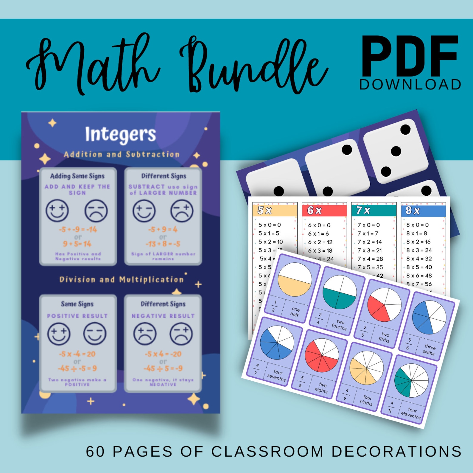 Classroom Posters Display Bundle PDF Download Math Class Posters Math ...