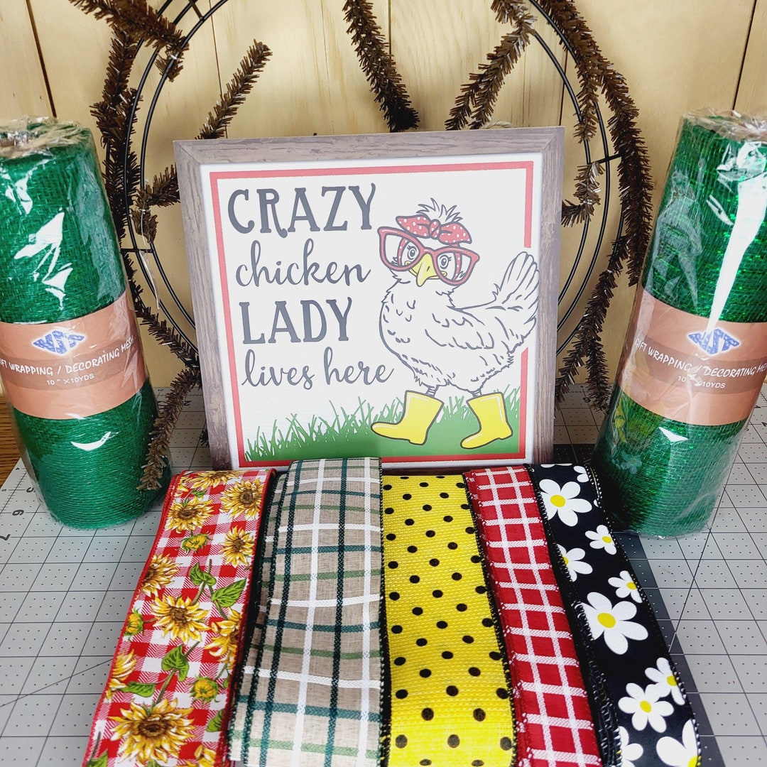 Crazy Chicken Lady Lives Here DIY Wreath Kit – Farmhouse Decor - Etsy