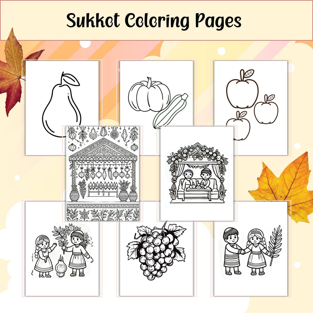 Sukkot Coloring Activity for Families, Kids, and Adults, Sukkah ...
