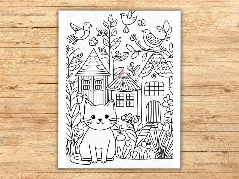 Springtime Coloring Pages: Bunny, Bear, Kitten (printable PDF) - Etsy