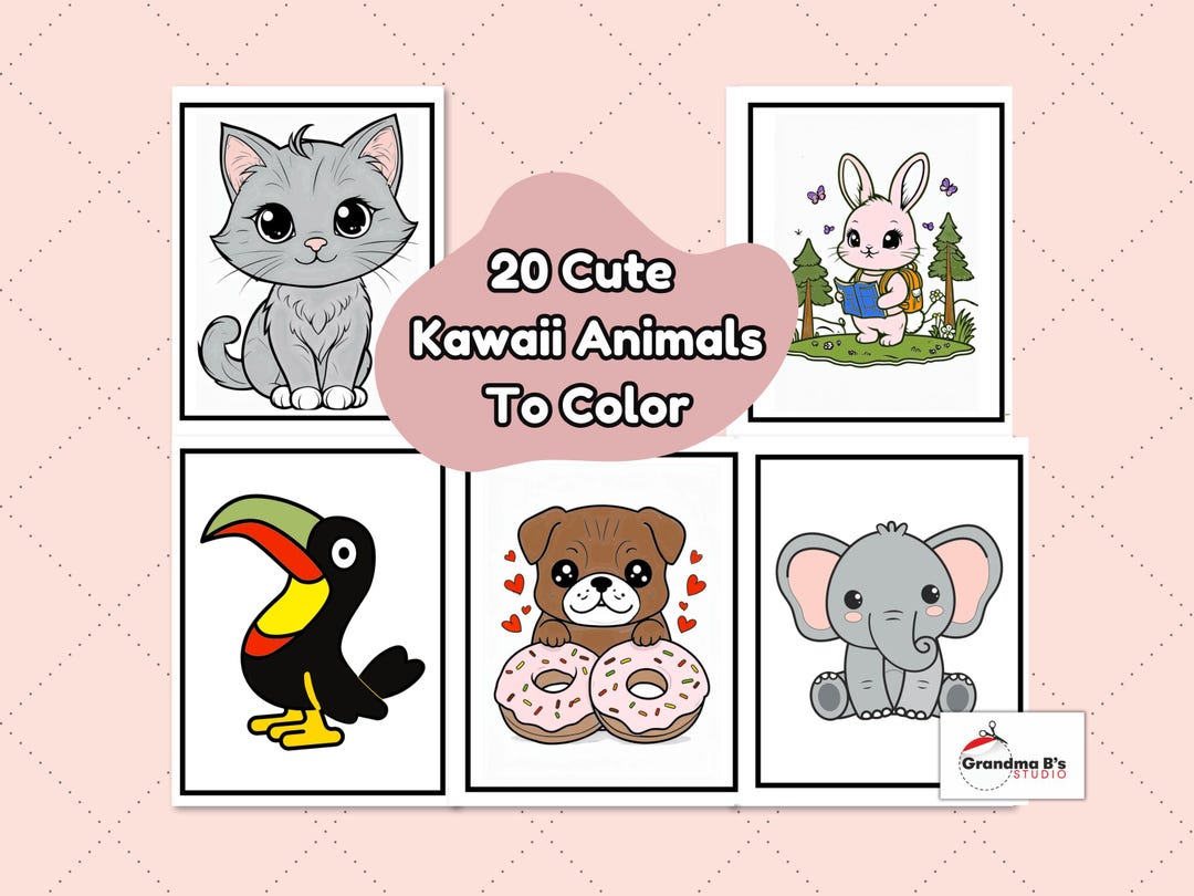 Cute Kawaii Animals-kawaii Coloring Pages-coloring Pages for Kids-cute ...