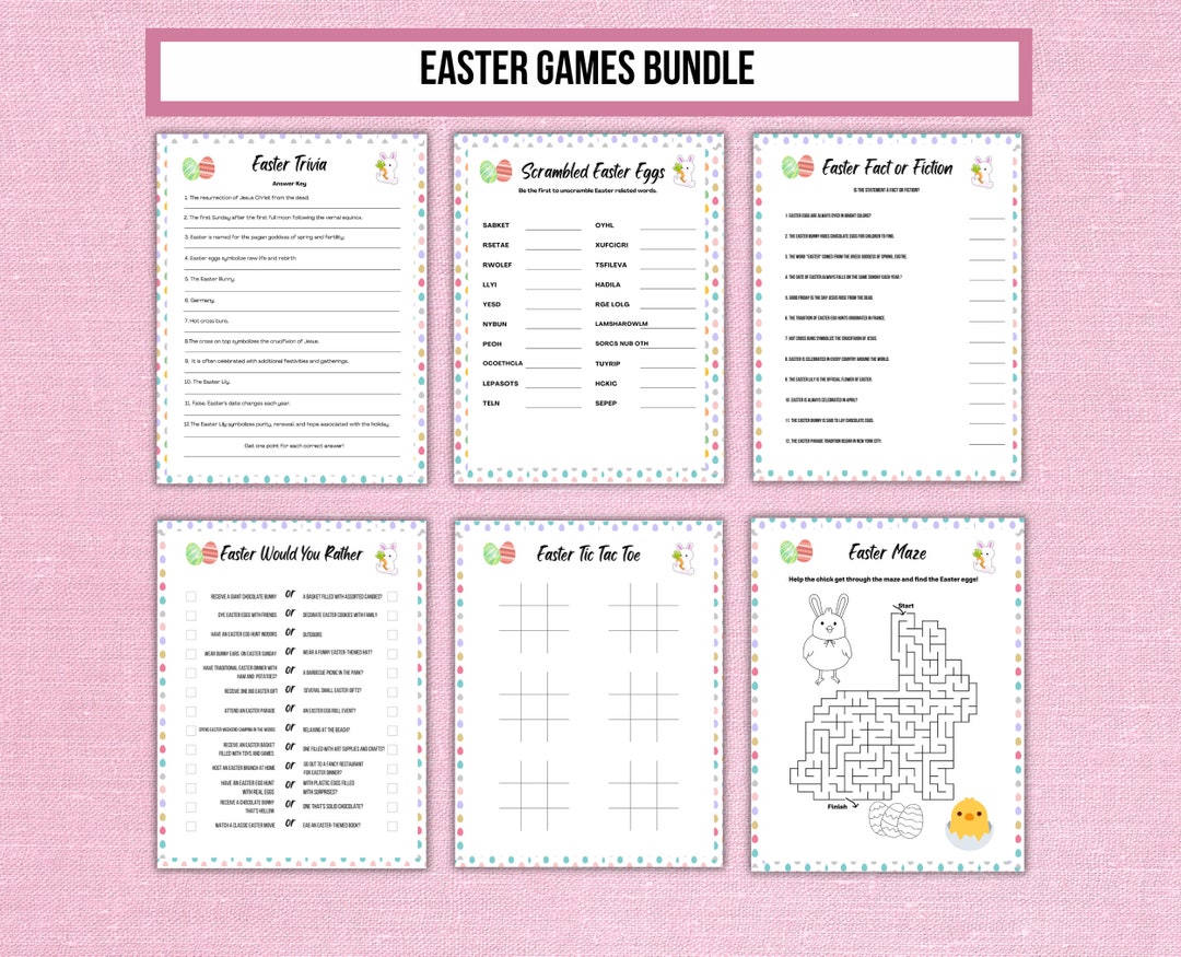Easter Party Games, Fun Printable Activities, Family Trivia Bundle ...