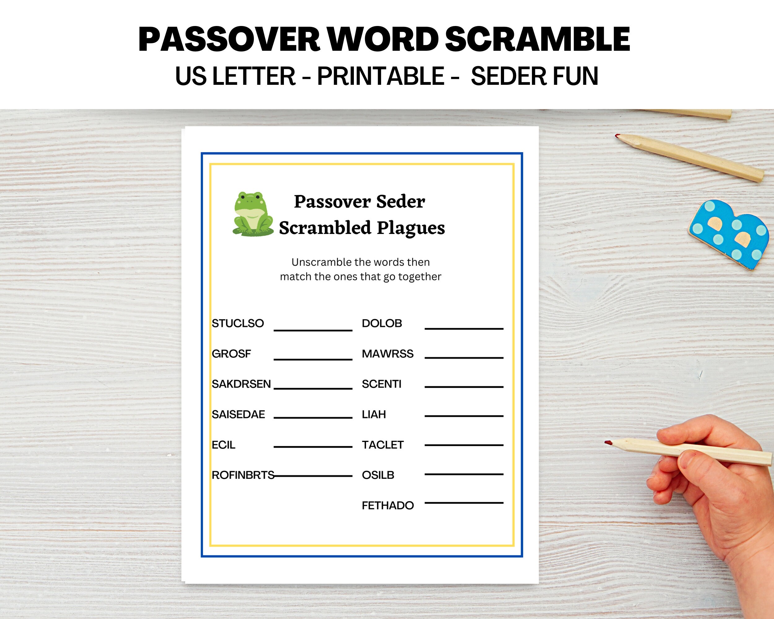 Passover Word Scramble Printable for Kids, 10 Plagues Actvity, Jewish ...