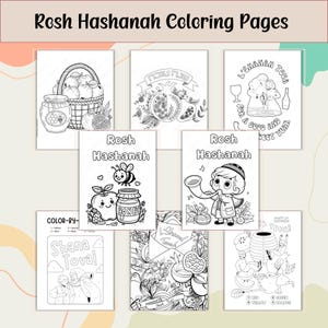 Rosh H Coloring Pages: Jewish New Year Activity (PDF) - Etsy