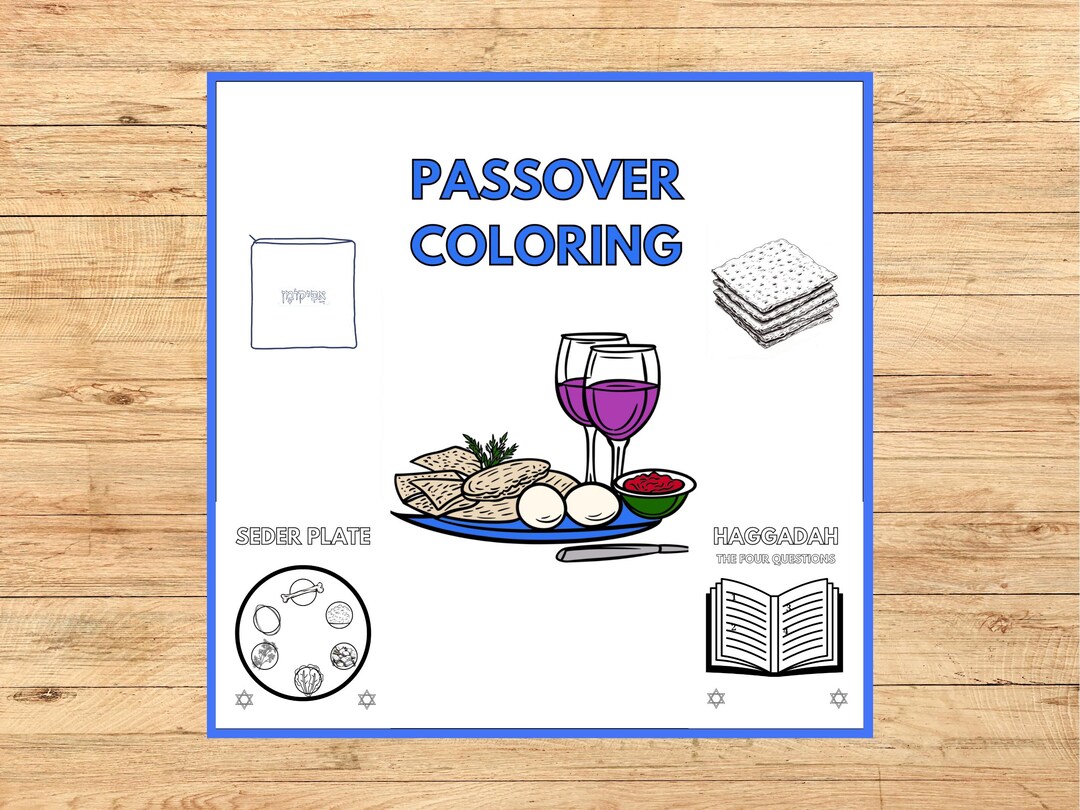 Passover Coloring Pages for Kids|printable Seder Activity|fun Passover ...