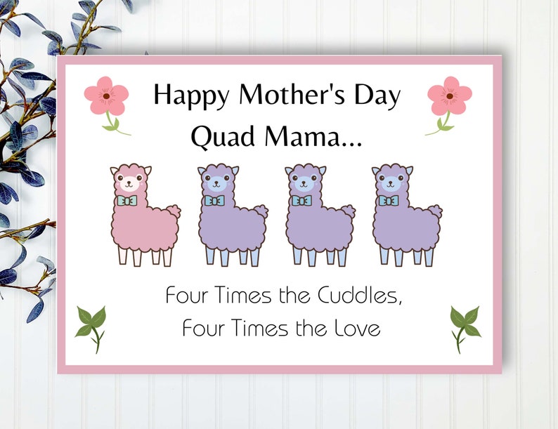 Quadruplet Llama Mother's Day Card (digital Download) - Etsy