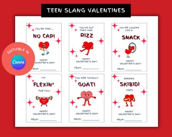 Funny Slang Valentine’s Day Cards Bundle,printable Teen Classroom ...
