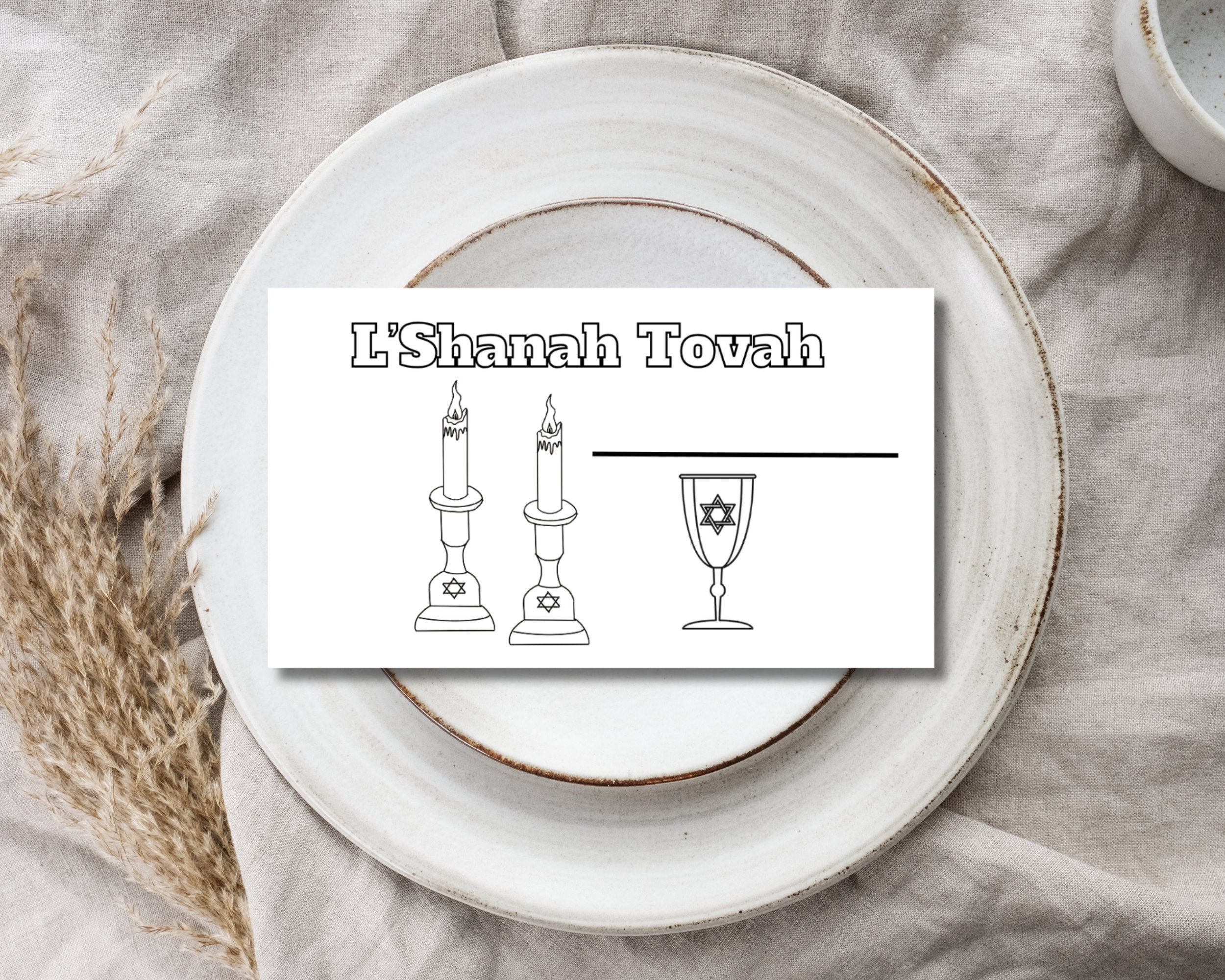 Fillable Rosh Hashanah Place Cards, Printable DIY Craft for Jewish New ...