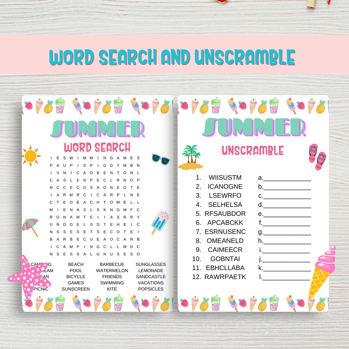 Engaging Printable Summer Activities for Kids of All Abilities Word ...