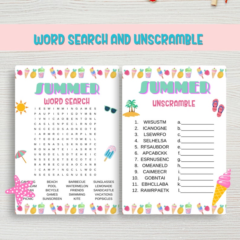 Engaging Printable Summer Activities for Kids of All Abilities Word ...