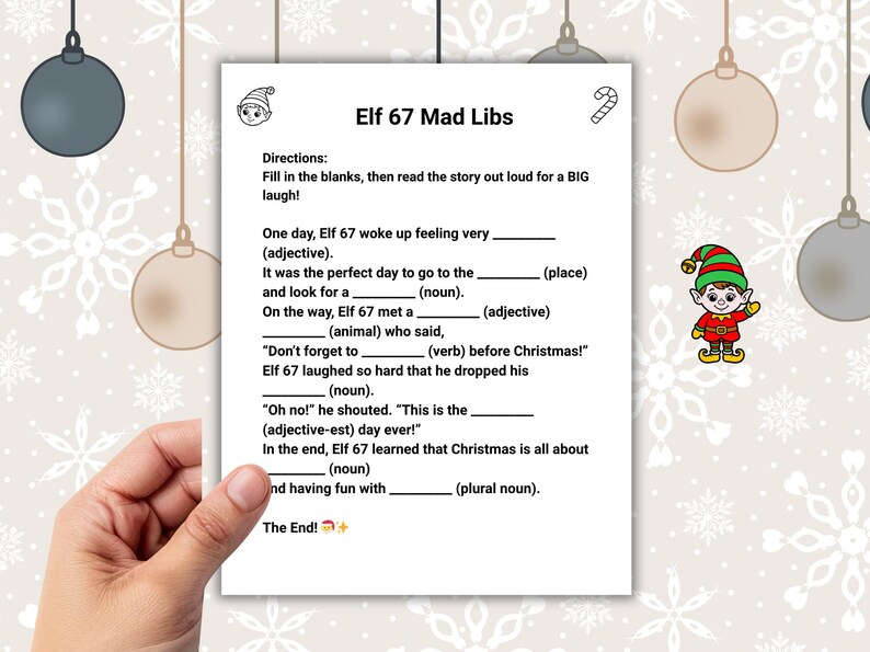 Elf 67 Activity Sheet, Printable Kids Holiday Fun, Six Seven Meme ...