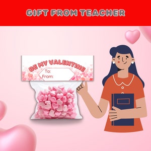 Valentine Treat Bag Toppers Printable, Class Gift Candy, Cookie Treat ...