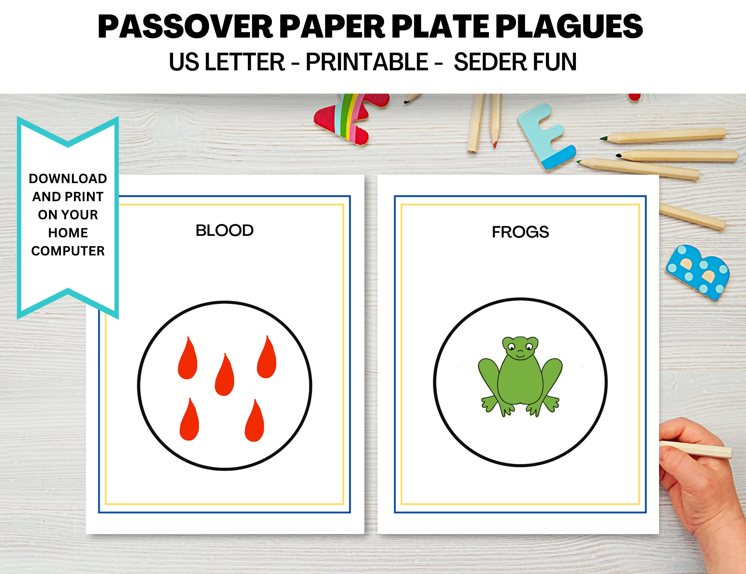 Printable Passover Seder Activities, Paper Plate Puppets, 10 Plague ...