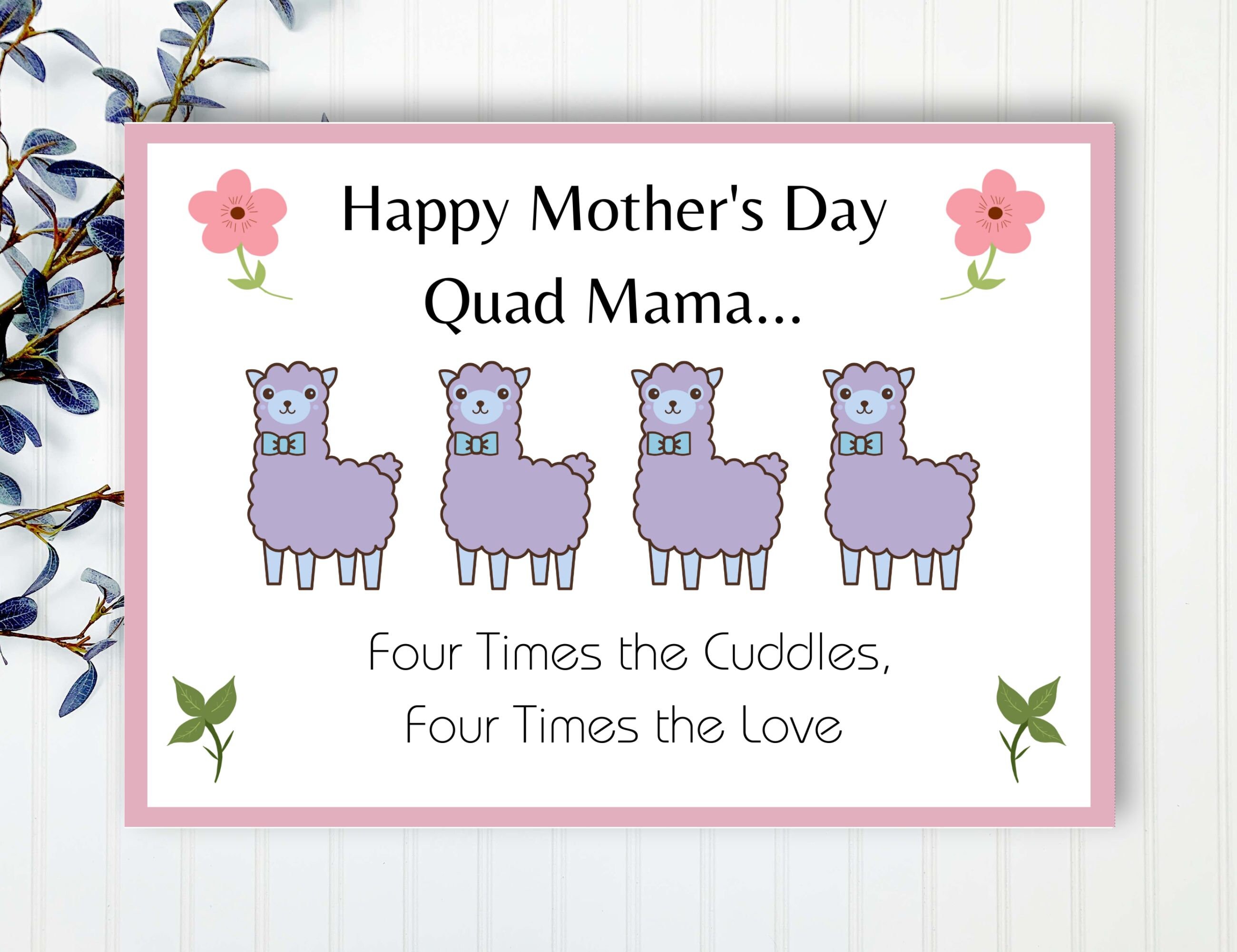 Printable Mother's Day Card for Mother of Quads, Mothers Day Printable ...