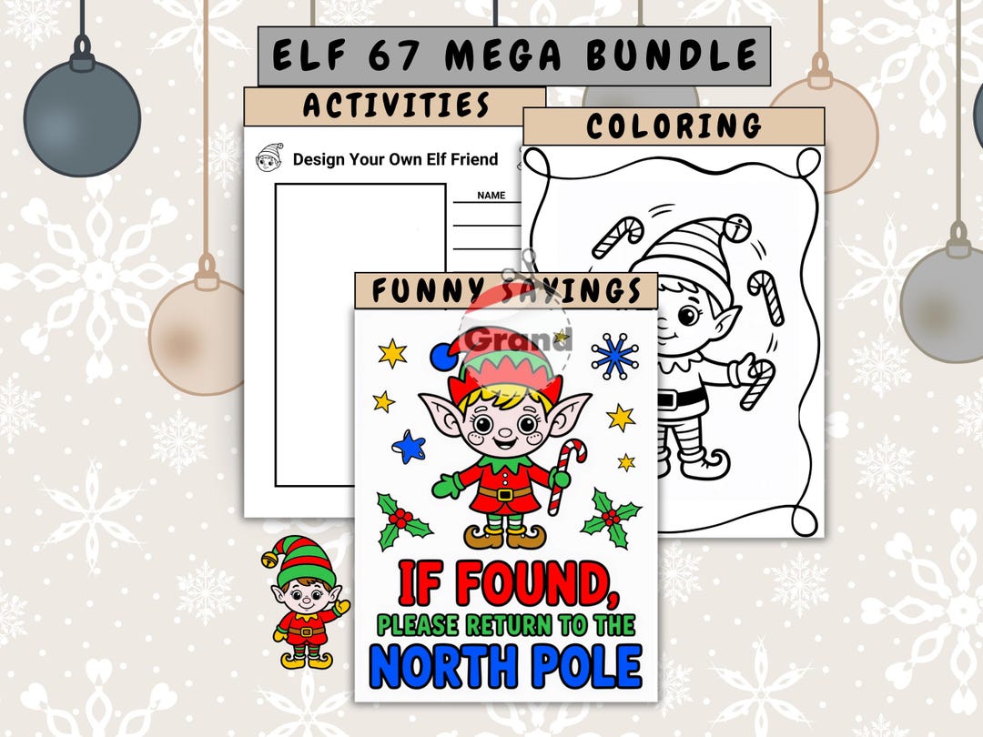 Elf 67 Activity Sheet, Printable Kids Holiday Fun, Six Seven Meme ...