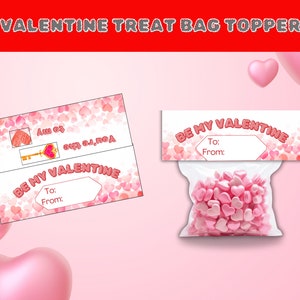 Valentine Treat Bag Toppers Printable, Class Gift Candy, Cookie Treat ...