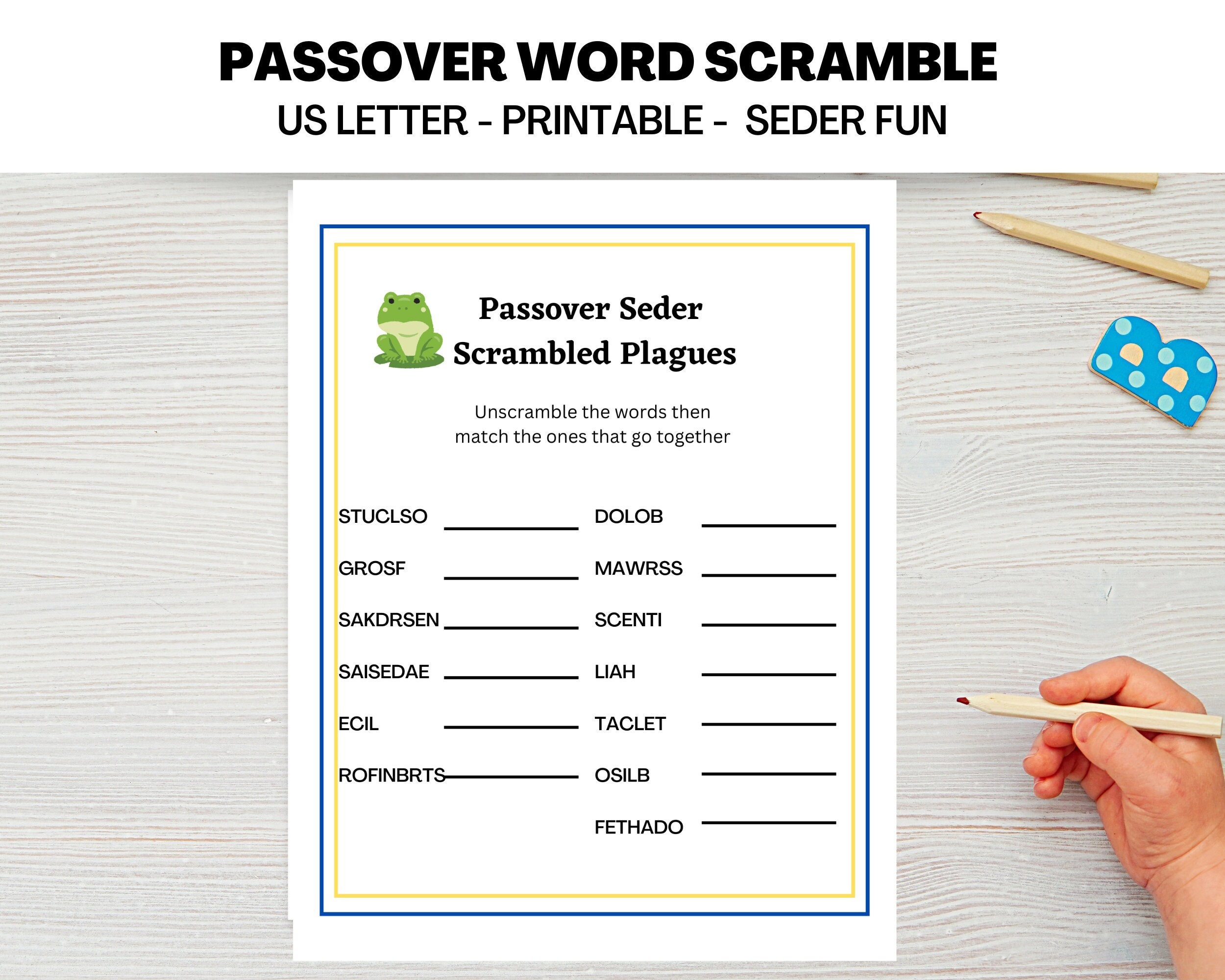 Passover Word Scramble Printable for Kids, 10 Plagues Actvity, Jewish ...