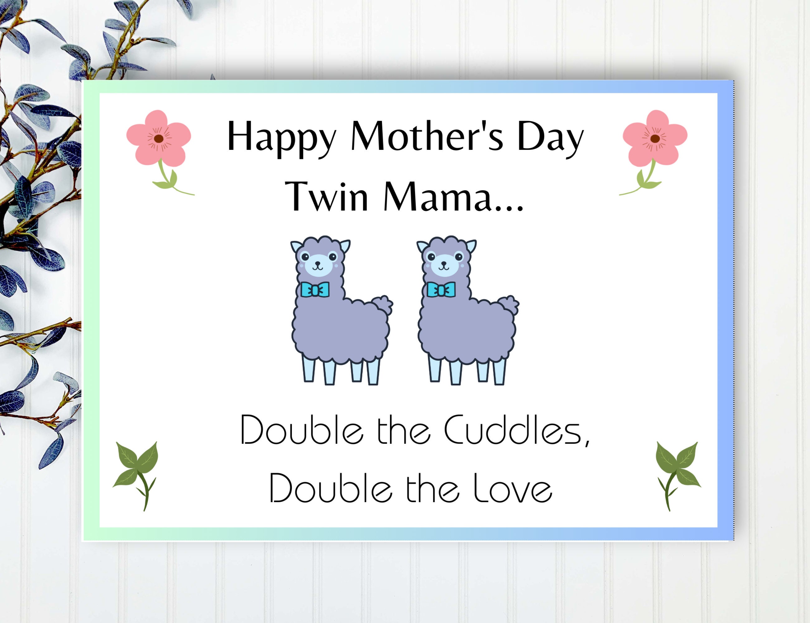 Printable Mother's Day Card for Mother of Twins, Mothers Day Printable ...