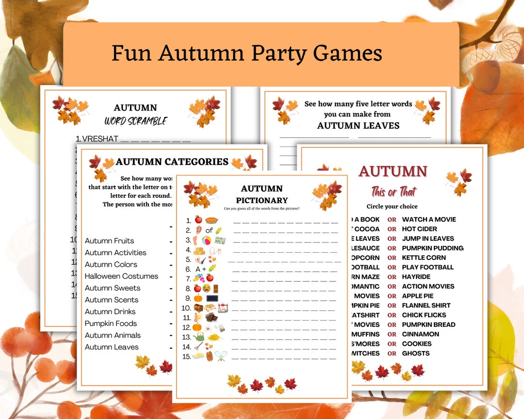 Autumn Game Bundle | Fun Fall Activities and Games for All Ages ...