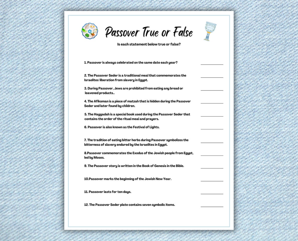 Passover Party Games, Trivia Game, Passover Word Scramble, Adult ...