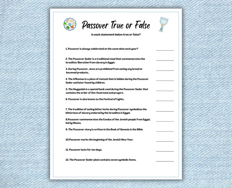 Passover Games Bundle: Trivia, Word Scramble, and More (PDF) - Etsy