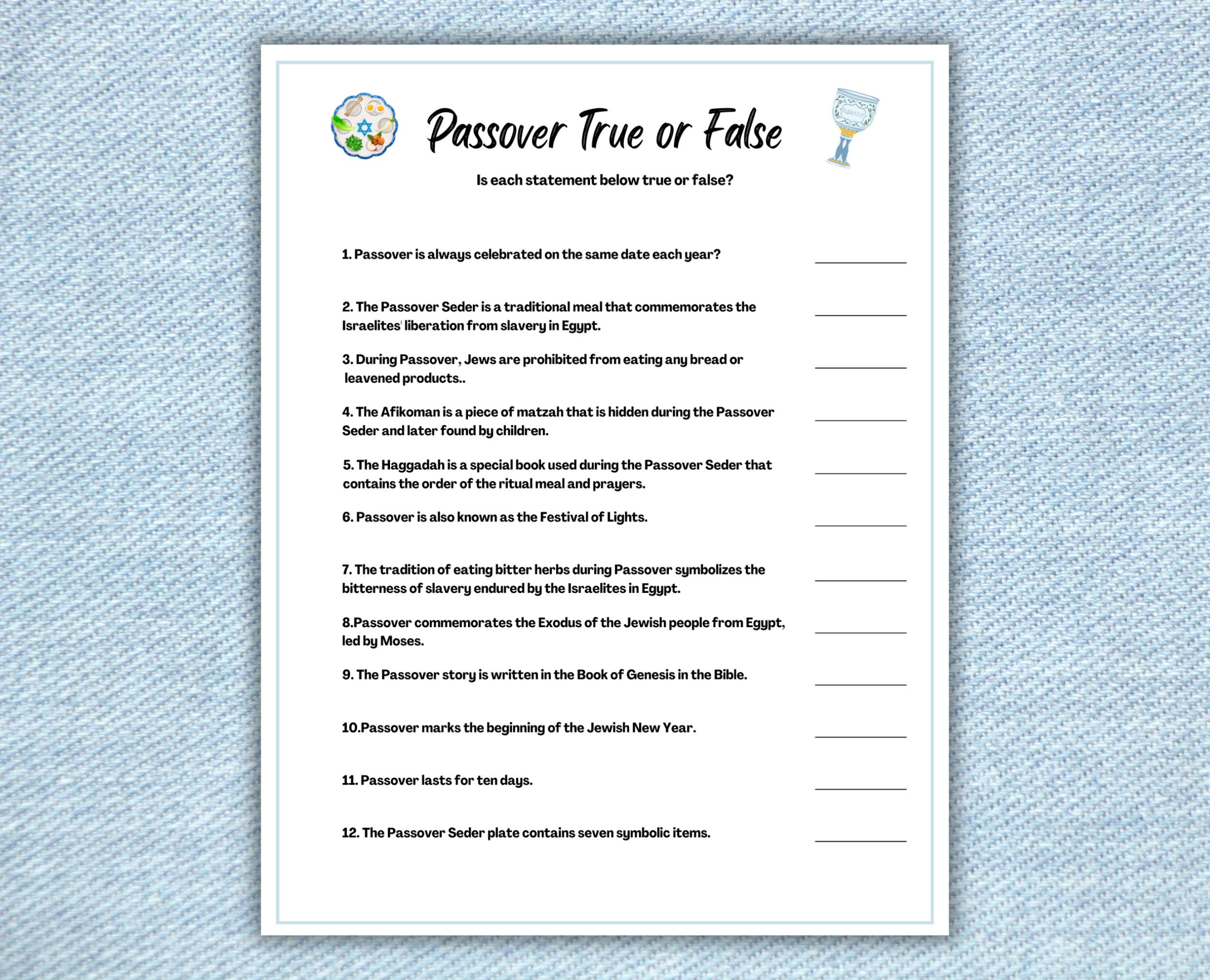 Passover Party Games, Trivia Game, Passover Word Scramble, Adult ...