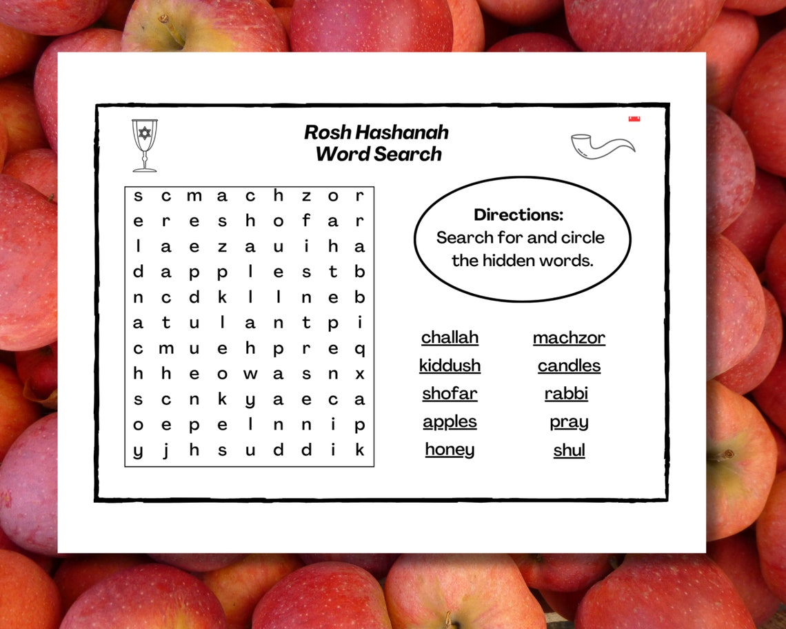 Rosh Hashanah Placemat Games, Printable Activity for the Jewish New ...