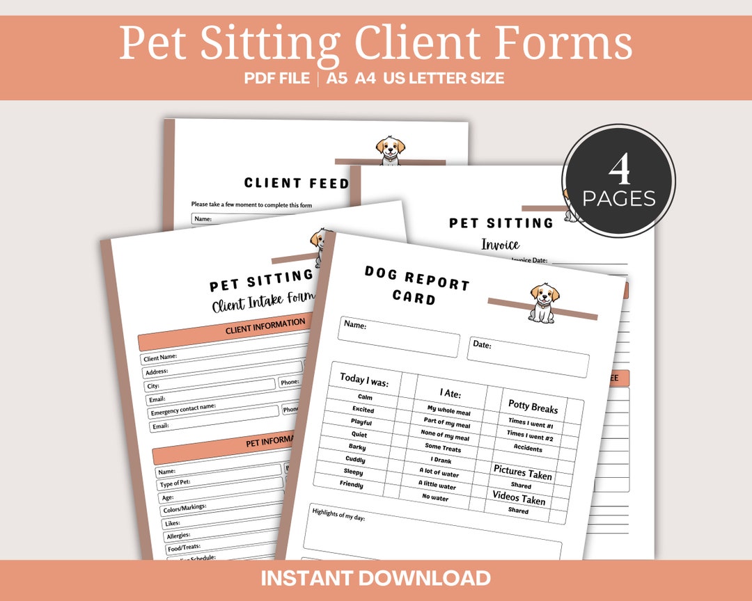 Dog Report Card, Pet Client Intake, Invoice and Client Feedback Forms ...