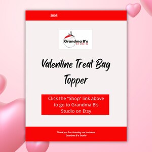Valentine Treat Bag Toppers Printable, Class Gift Candy, Cookie Treat ...