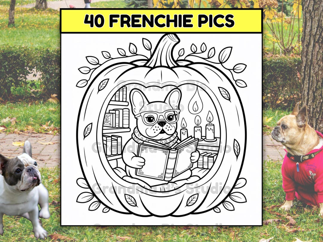 Frenchie Coloring Square Pages, Stress Relief, Creative Dog Art for ...