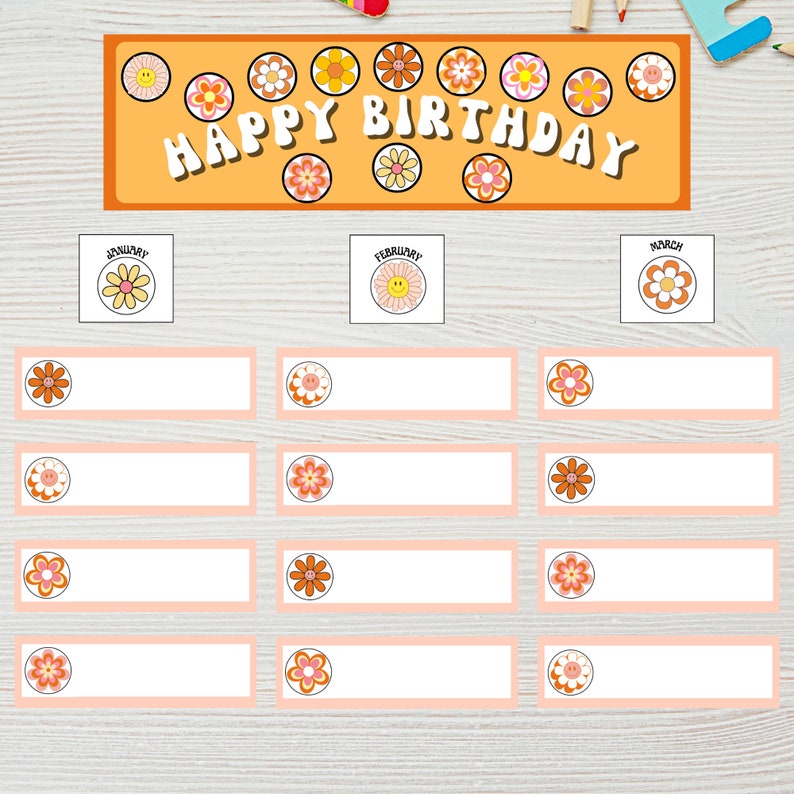 Classroom Birthday Chart and Name Tags, Birthday Planner - Editable and ...