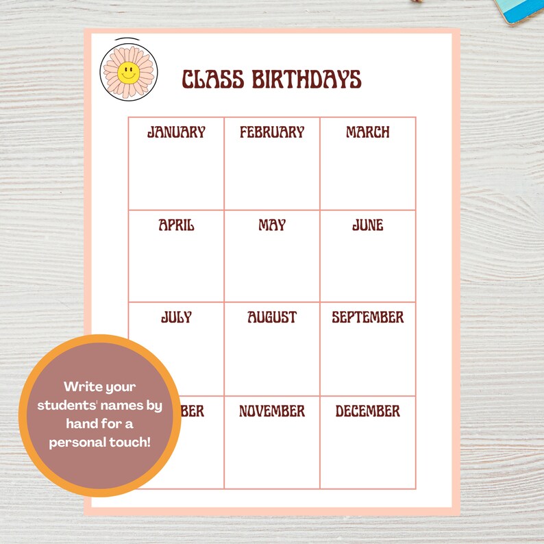 Classroom Birthday Chart and Name Tags, Birthday Planner - Editable and ...