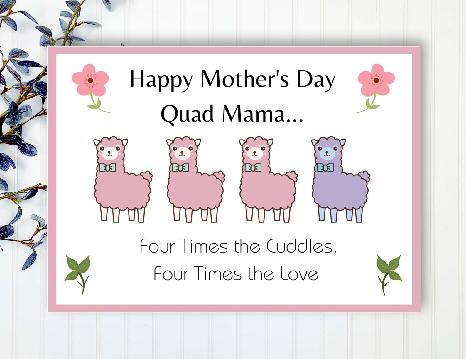 Printable Mother's Day Card for Mother of Quads, Mothers Day Printable ...