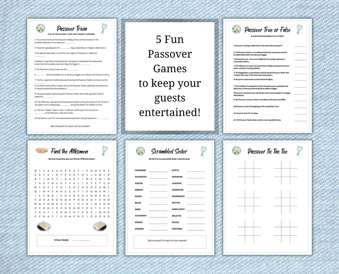 Passover Party Games, Trivia Game, Passover Word Scramble, Adult ...