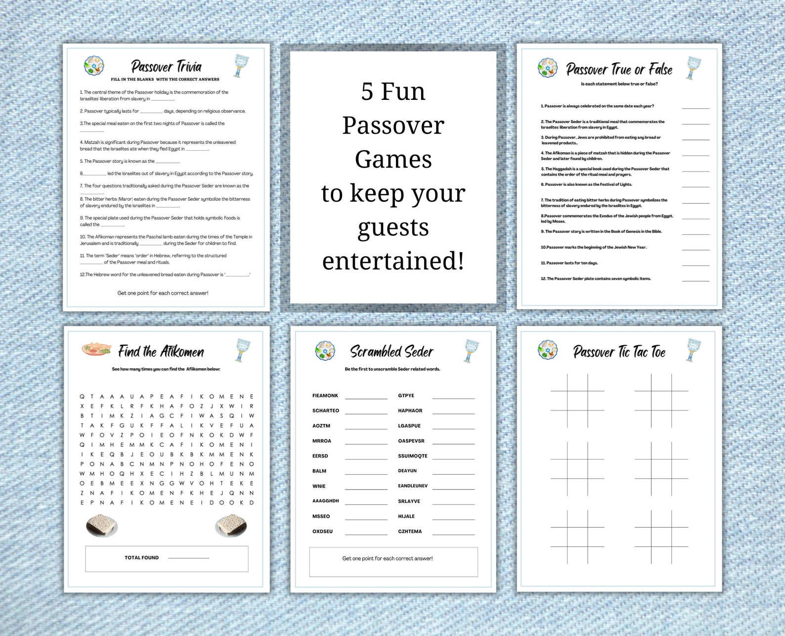 Passover Party Games, Trivia Game, Passover Word Scramble, Adult ...