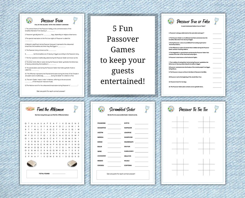 Passover Party Games, Trivia Game, Passover Word Scramble, Adult ...