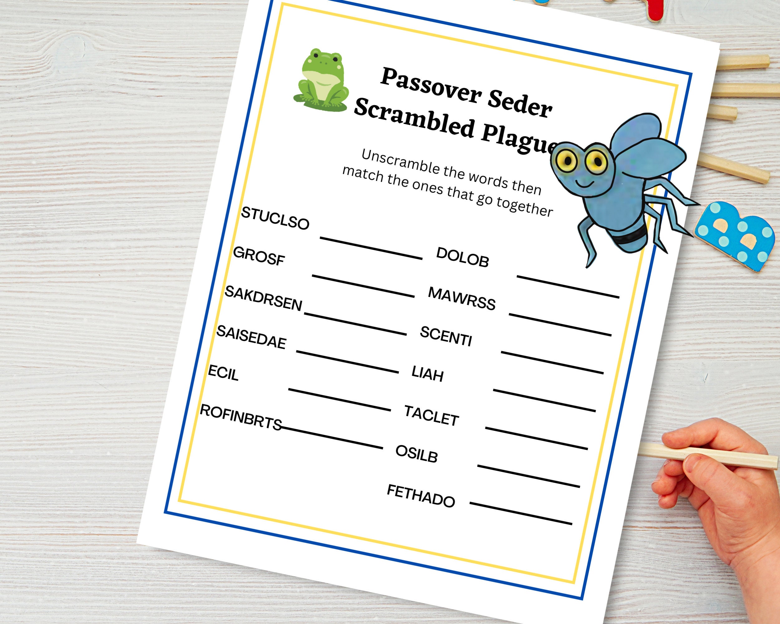 Passover Word Scramble Printable for Kids, 10 Plagues Actvity, Jewish ...