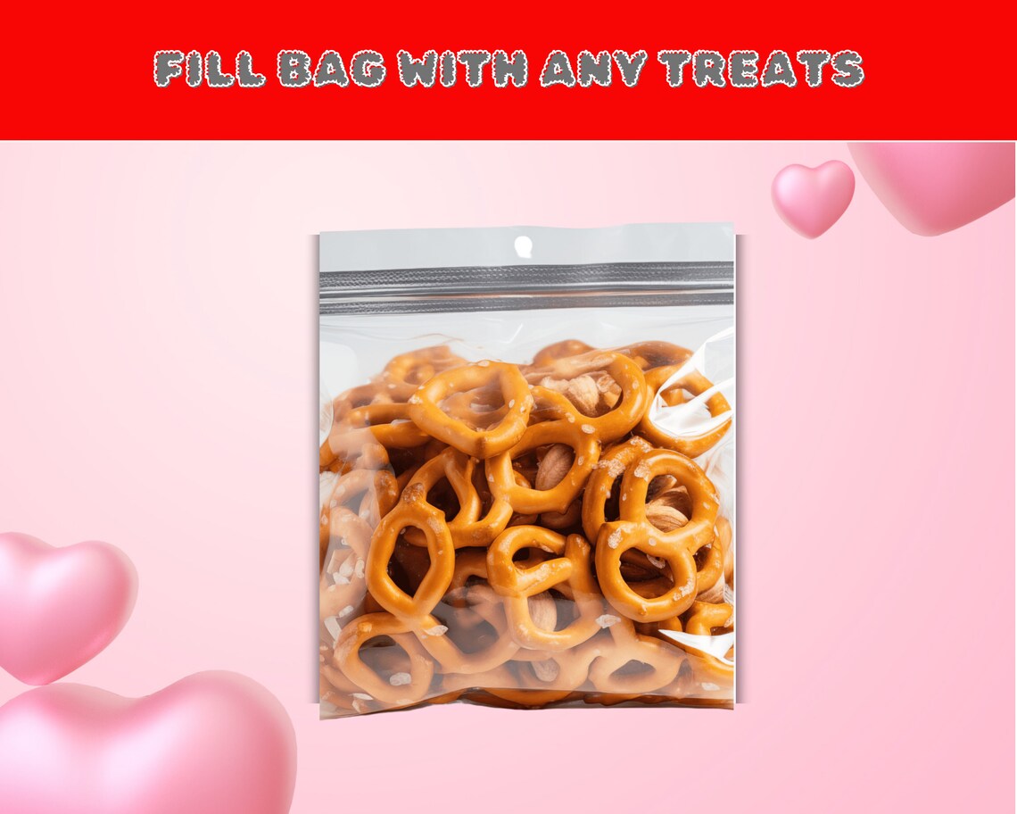 Valentine Treat Bag Toppers Printable, Class Gift Candy, Cookie Treat ...