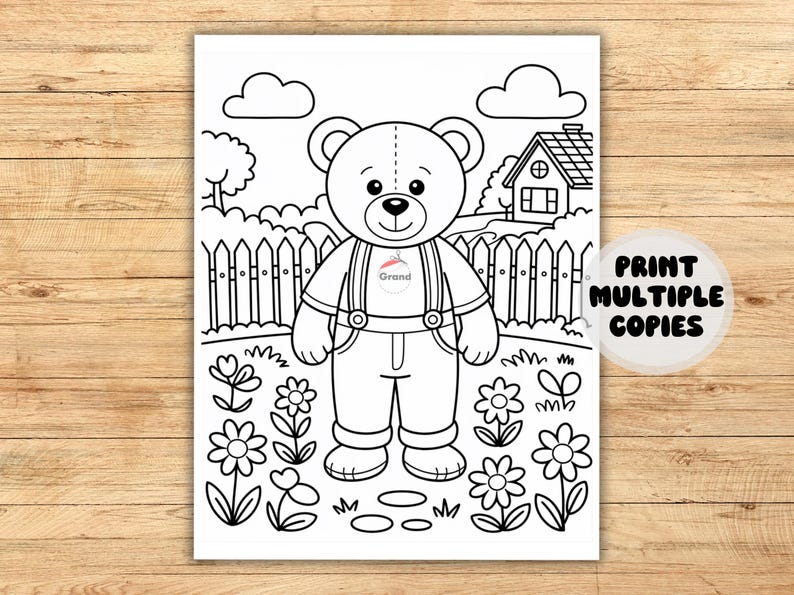 Springtime Coloring Pages: Bunny, Bear, Kitten (printable PDF) - Etsy
