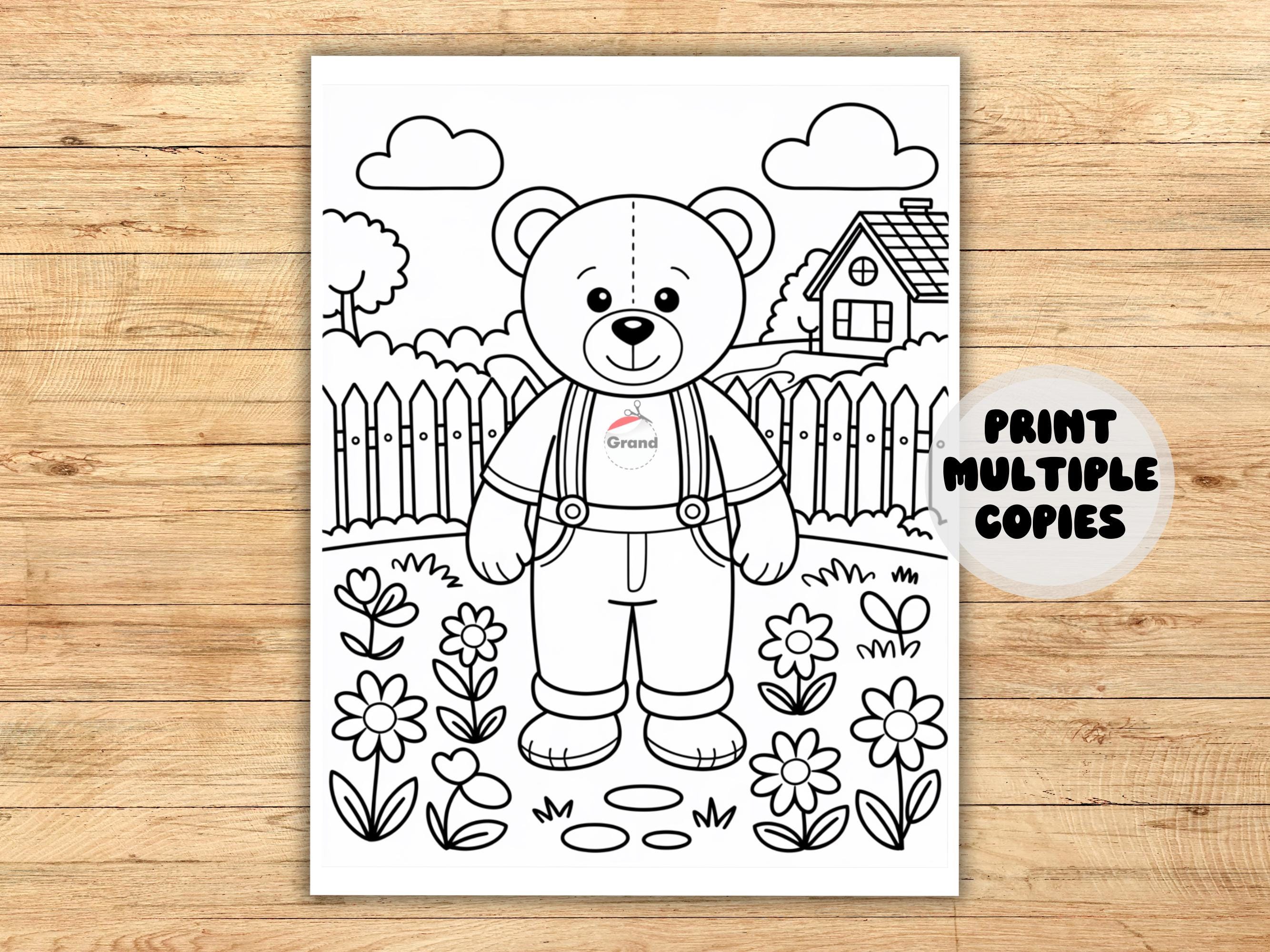 Springtime Coloring Pages: Bunny, Bear, Kitten (printable PDF) - Etsy