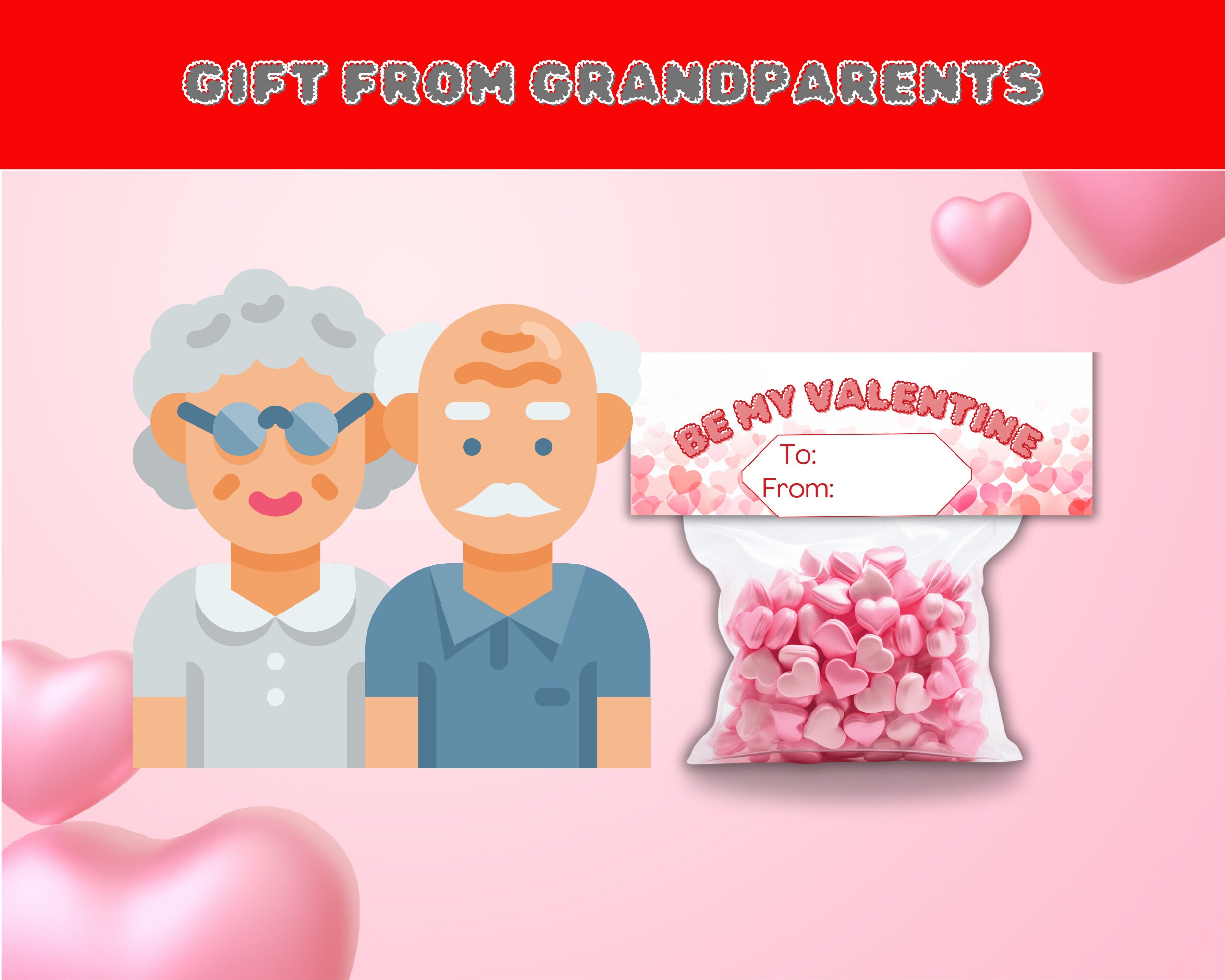 Valentine Treat Bag Toppers Printable, Class Gift Candy, Cookie Treat ...