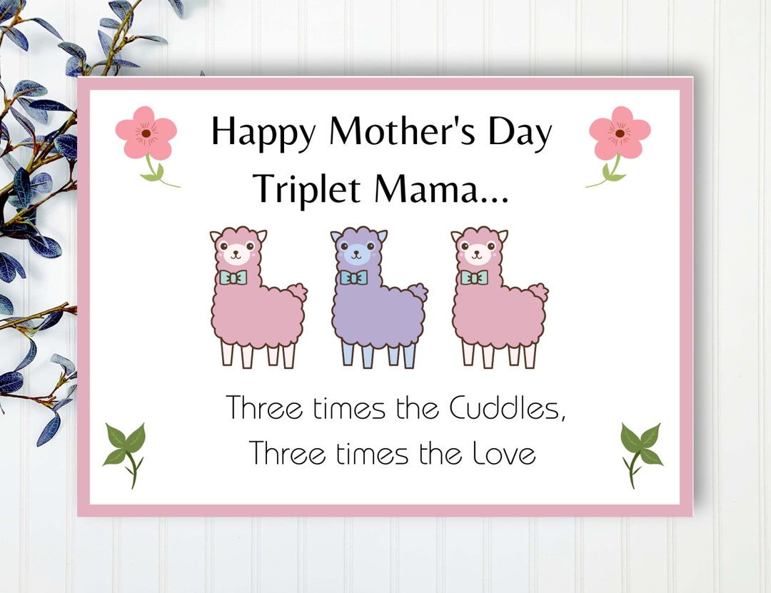 Printable Mother's Day Card for Mother of Triplets, Mothers Day ...