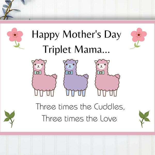 Printable Card for Triplets - Etsy