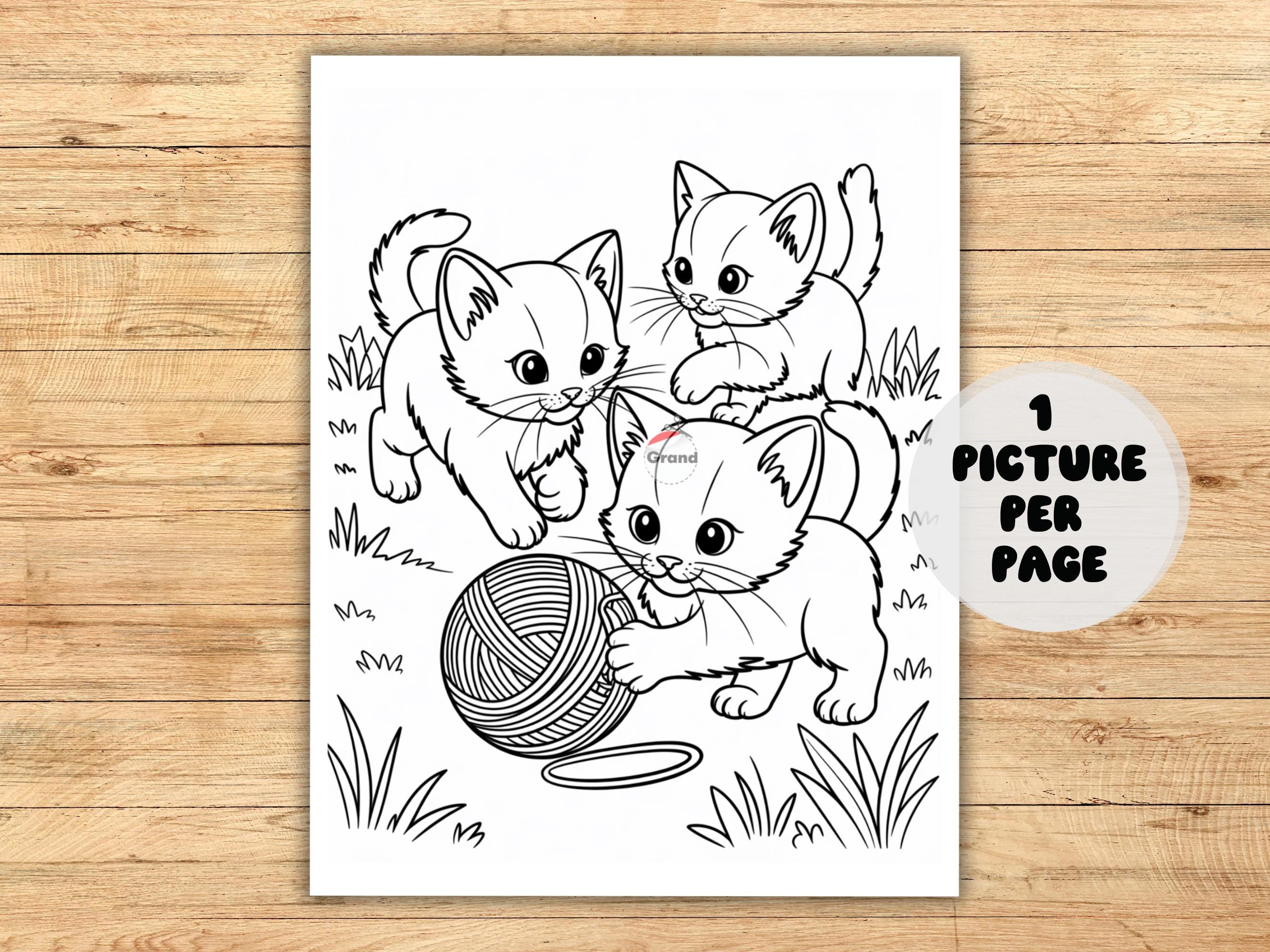 Springtime Coloring Pages: Bunny, Bear, Kitten (printable PDF) - Etsy
