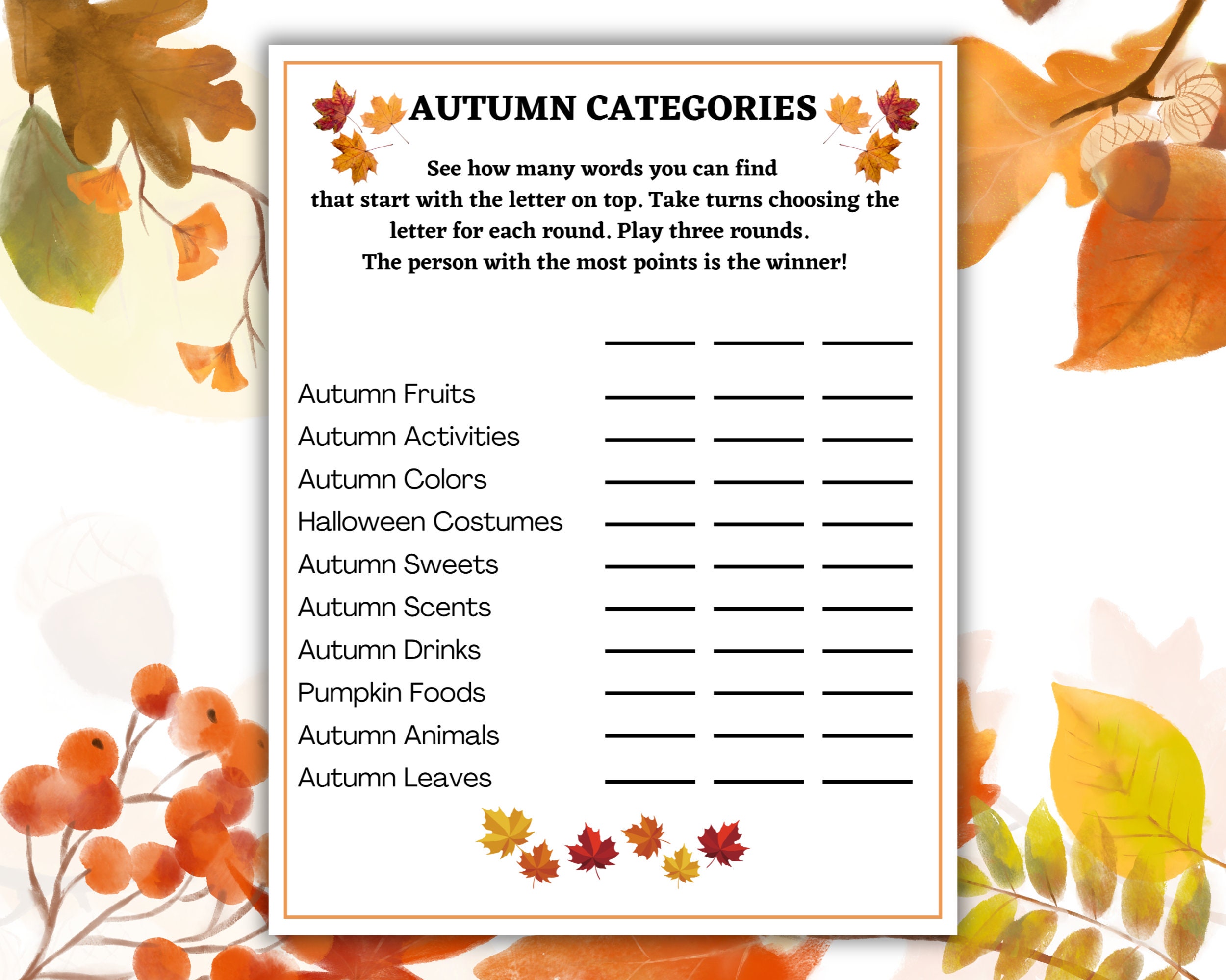 Printable Autumn Game Bundle Fall Activities for Adults & Kids ...