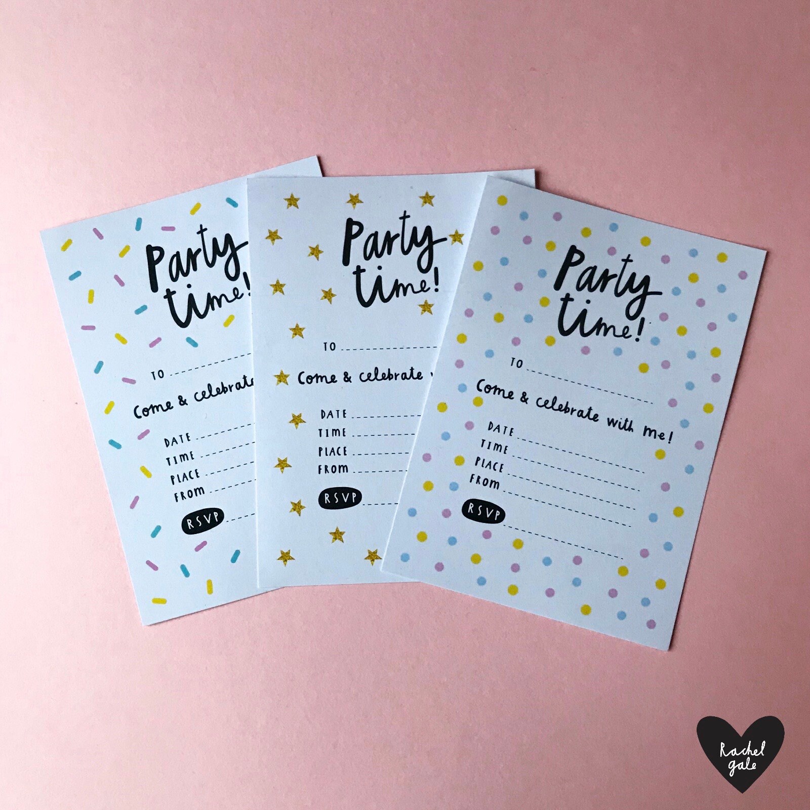 Party Invitations Choose from 3 designs Pack of 10 with | Etsy