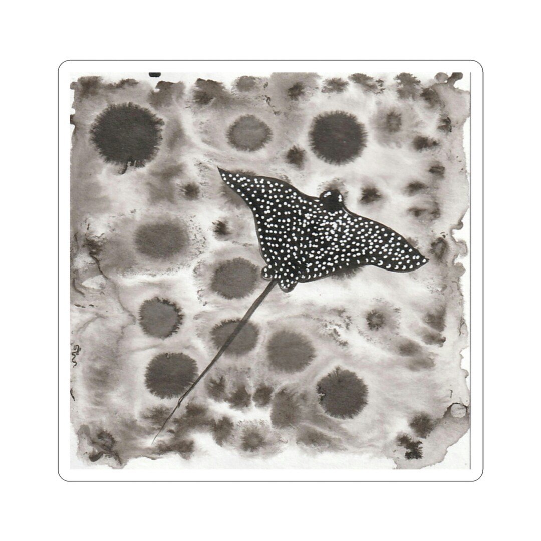 Majestic Stingray Swimming Vinyl Die-cut Stickers Watercolor Ink Art ...