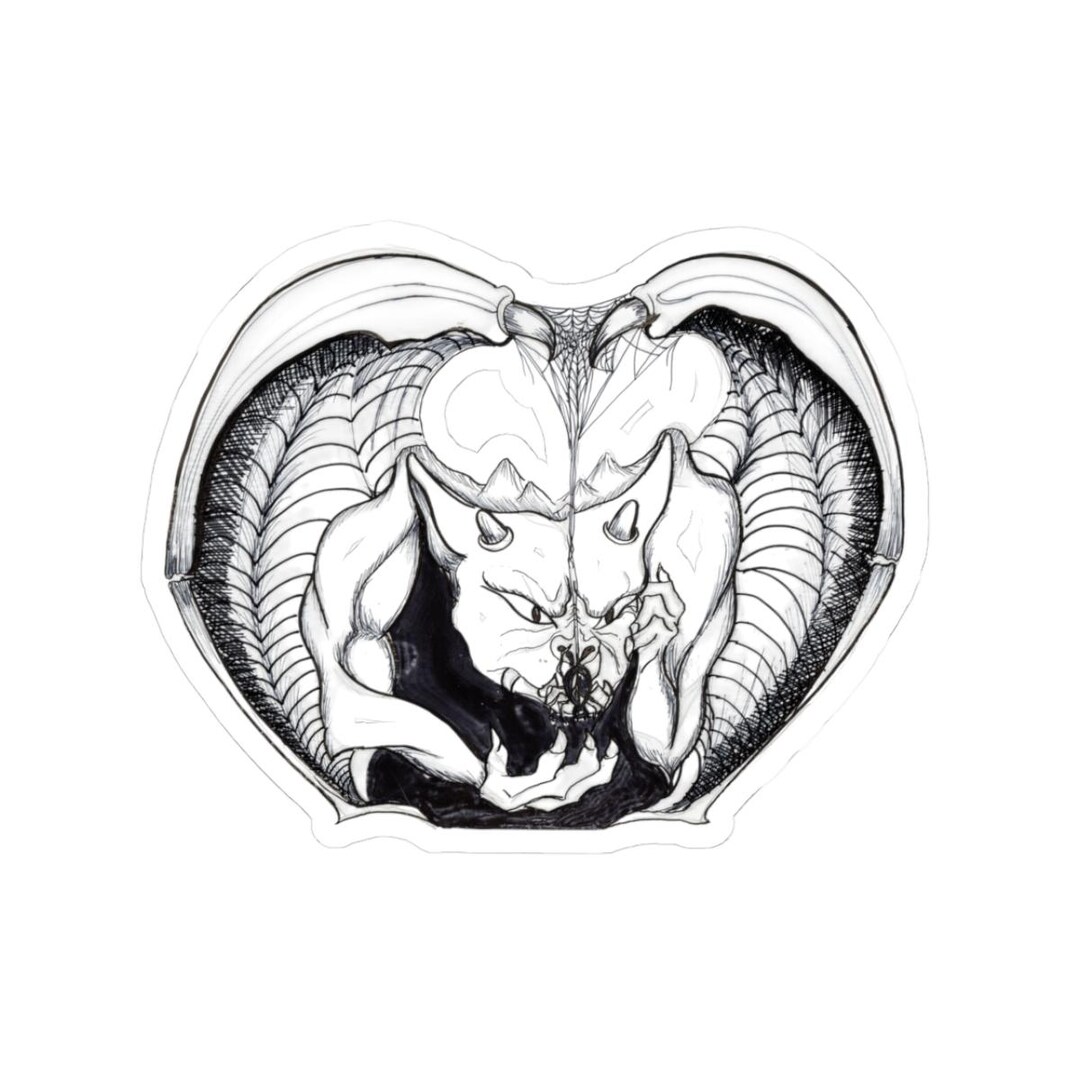 Gothic Valentine Heart Gargoyle Kiss-cut Stickers, Spooky Sticker ...