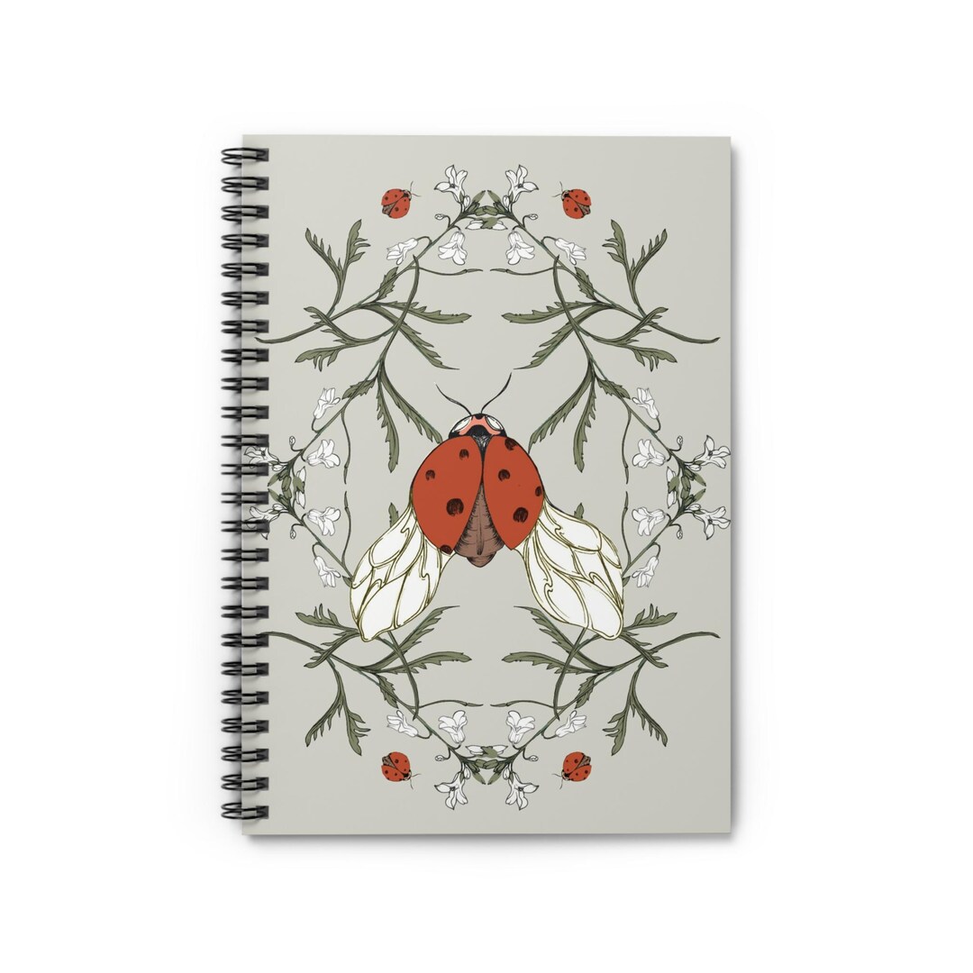 Floral Spiral Notebook: Spring Ladybug Garden - Ruled Line Journal - Etsy